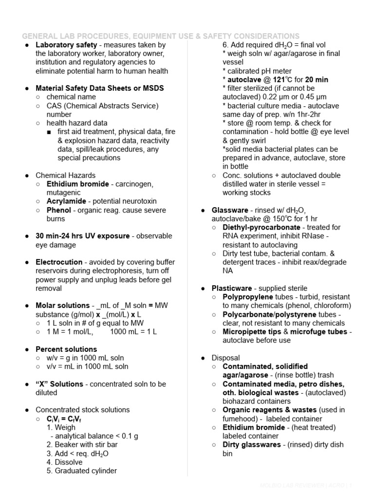 MOLBIO Lab - GENERAL LAB PROCEDURES, EQUIPMENT USE & SAFETY ...
