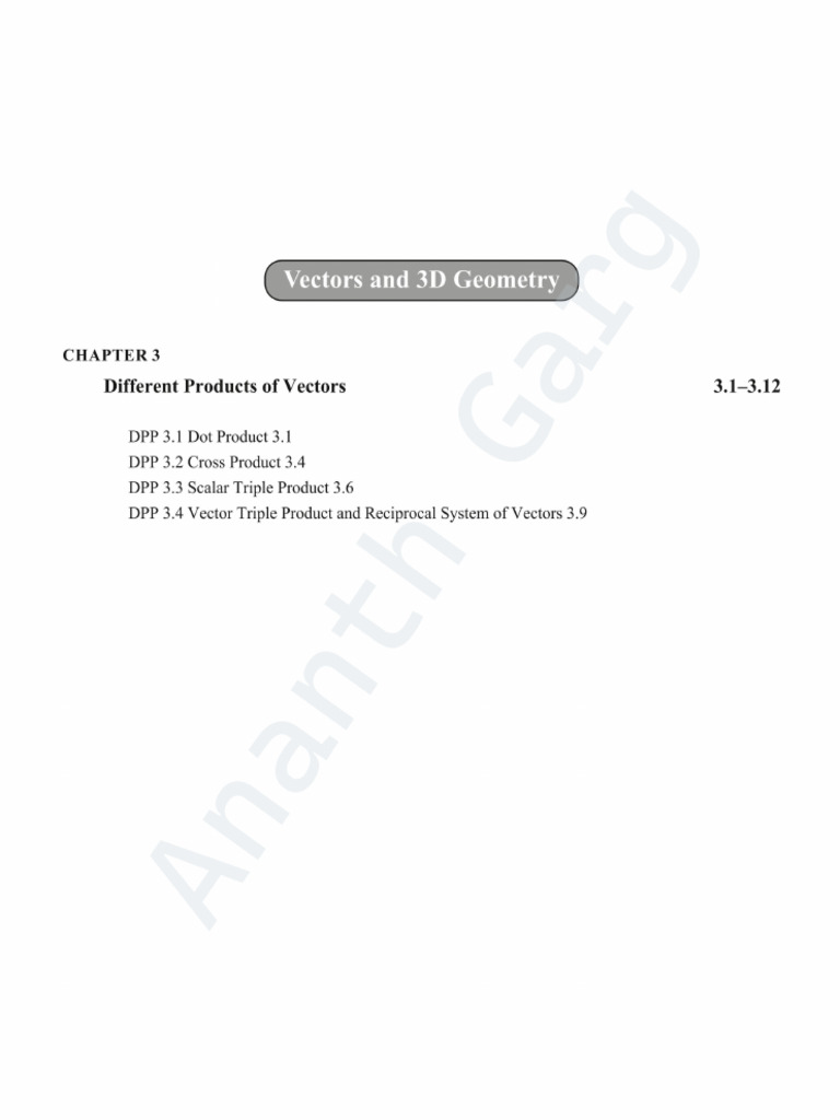 Different Products of Vectors DPP | PDF