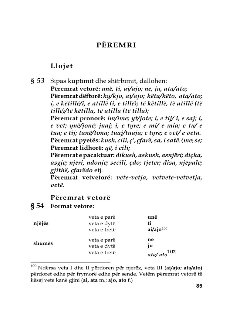 Peremri - Gramatika praktike e gjuhes shqipe | PDF