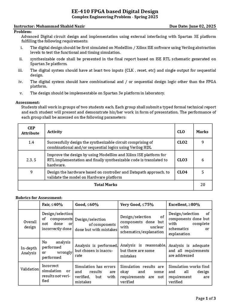 5_OEL-statement_FPGA-2025-20Marks | PDF | Hardware Description Language ...