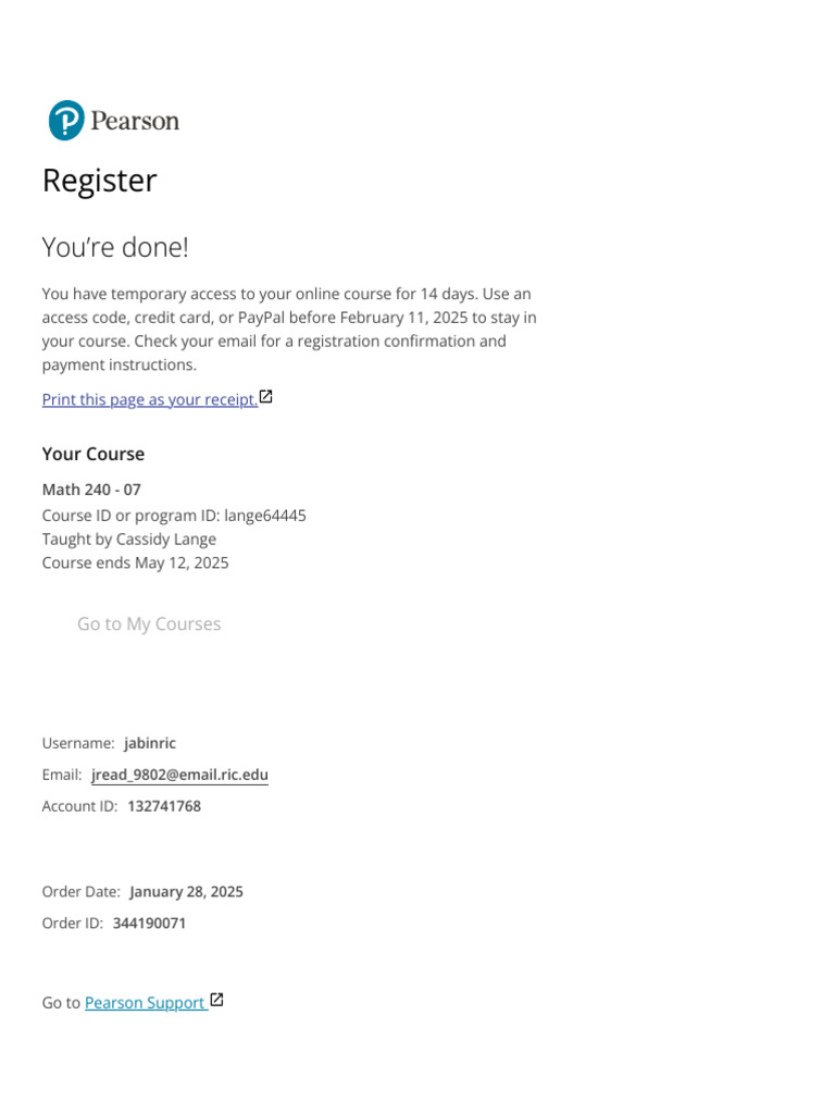 Confirmation - Pearson MyLab & Mastering | PDF
