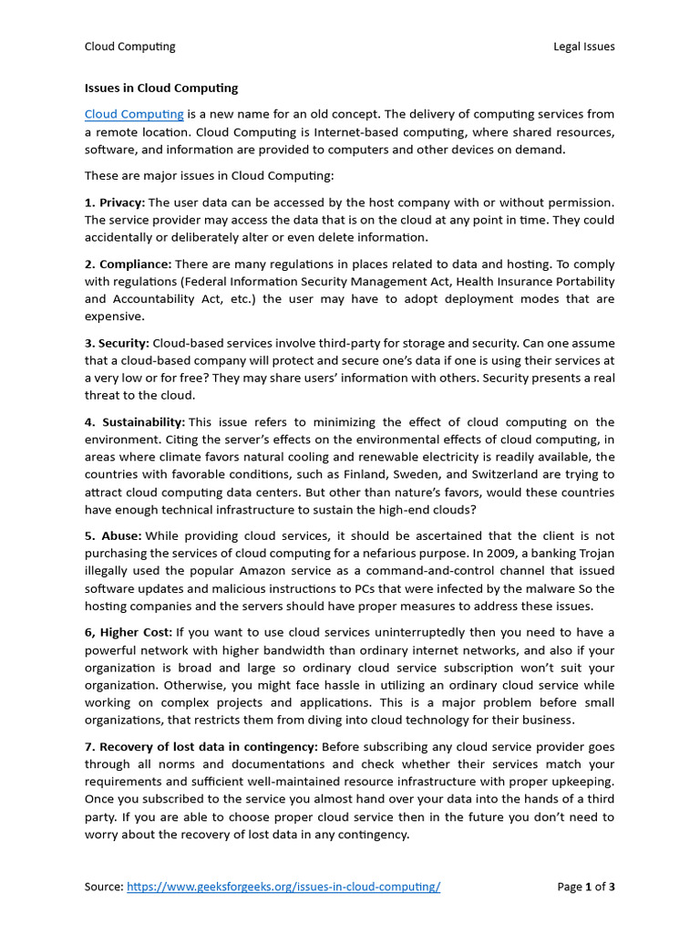 6-Issues in Cloud Computing | PDF | Cloud Computing | Computing