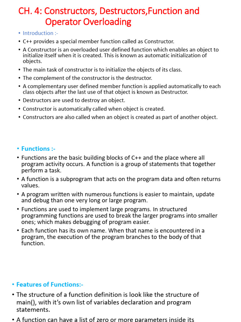 C++ Constructors, Destructors, and Functions | PDF | Parameter ...