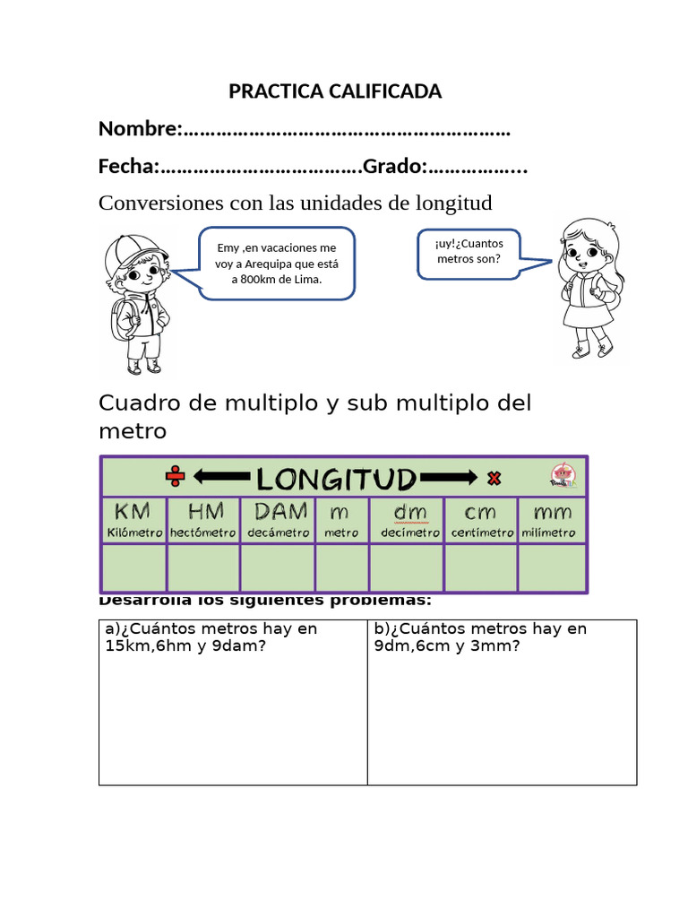 Conversiones de Longitud en Ejercicios | PDF