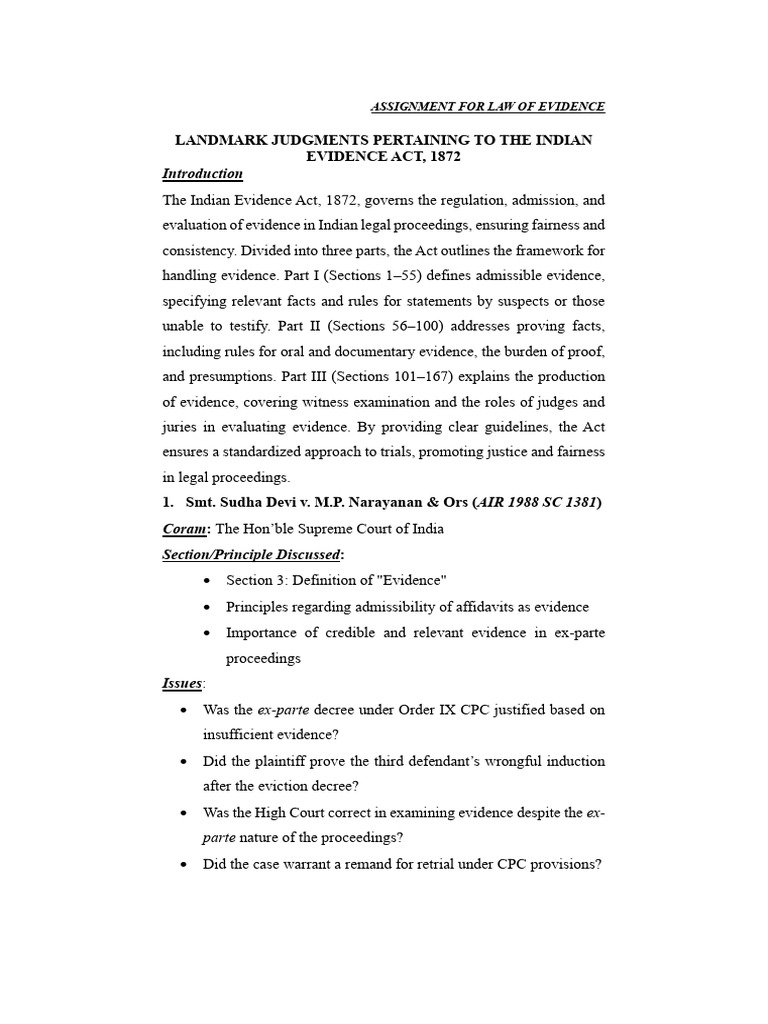 Landmark Indian Evidence Act Cases | PDF | Evidence (Law) | Hearsay
