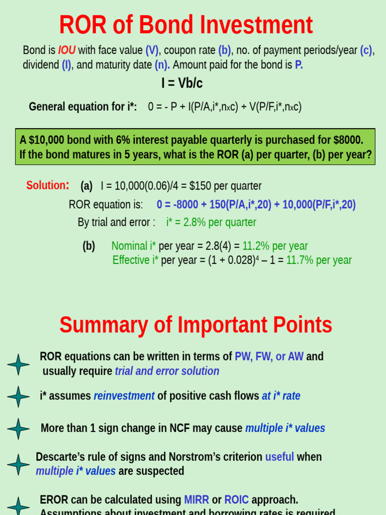 8.ROR of Bond Investment | PDF | Bonds (Finance) | Investing
