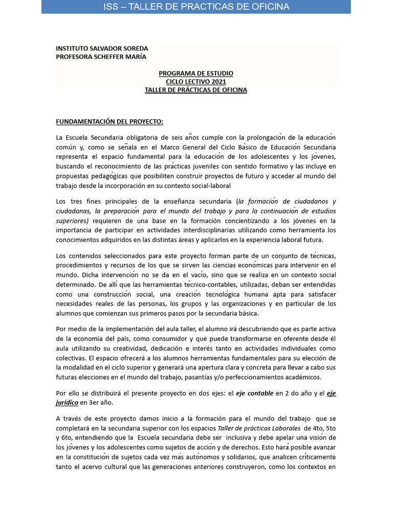 PROGRAMA TPO 3RO.docx | PDF | Enseñando | Educación Secundaria