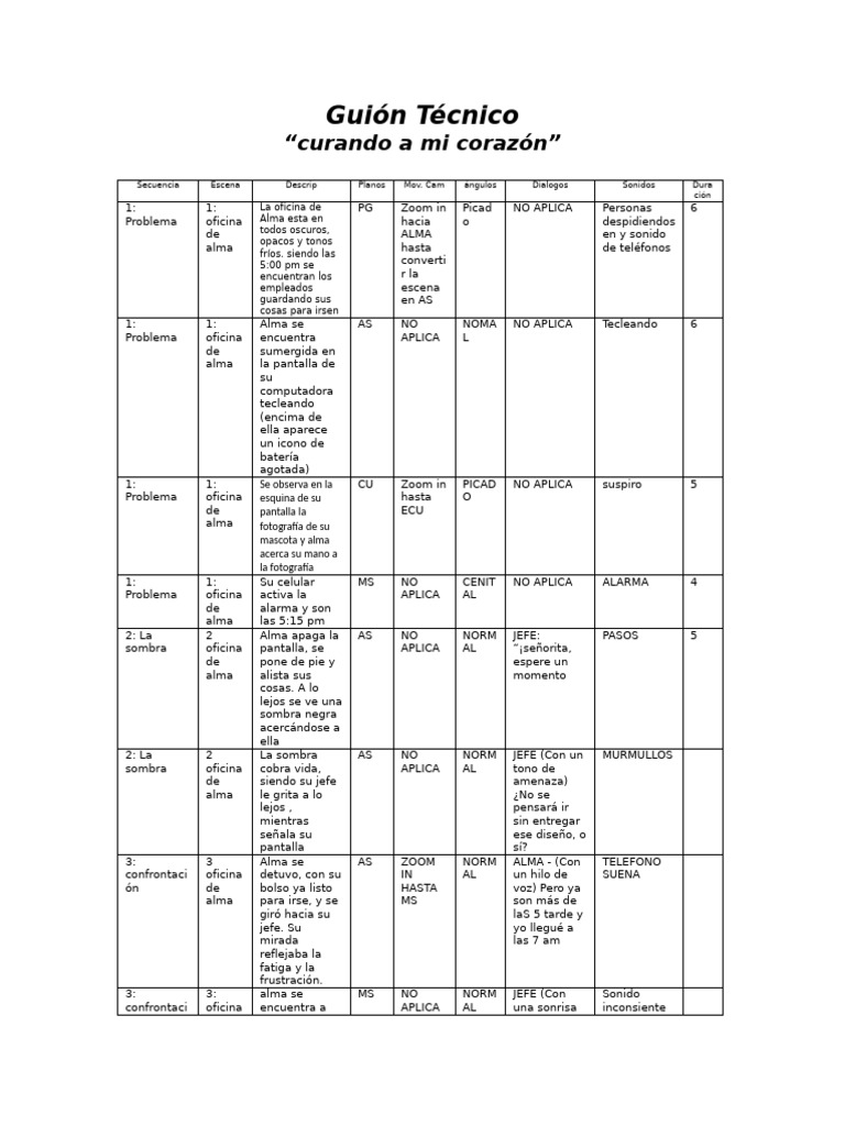 Guion Técnico DIANA CARDENAS | PDF | Sombra