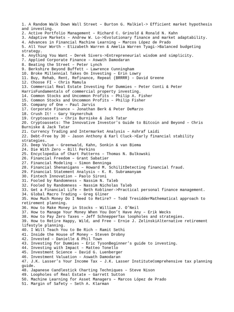Merged Unique Book List | PDF | Investing | Value Investing