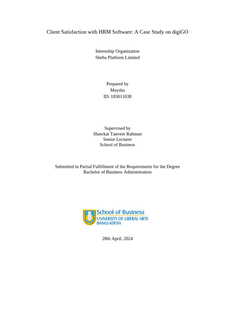 Maysha (183011038) Internship Report Final - Edited 29-04-2024 | PDF | Usability | Quantitative ...