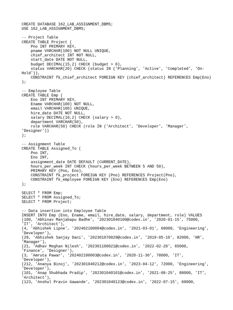 Create Database 162 - Lab - Assignment | PDF | Software Design | Information Retrieval