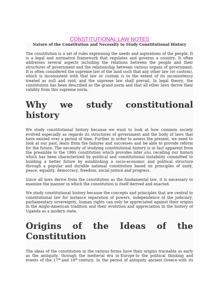 Constitutional Law Notes I | PDF | Uganda | Citizenship