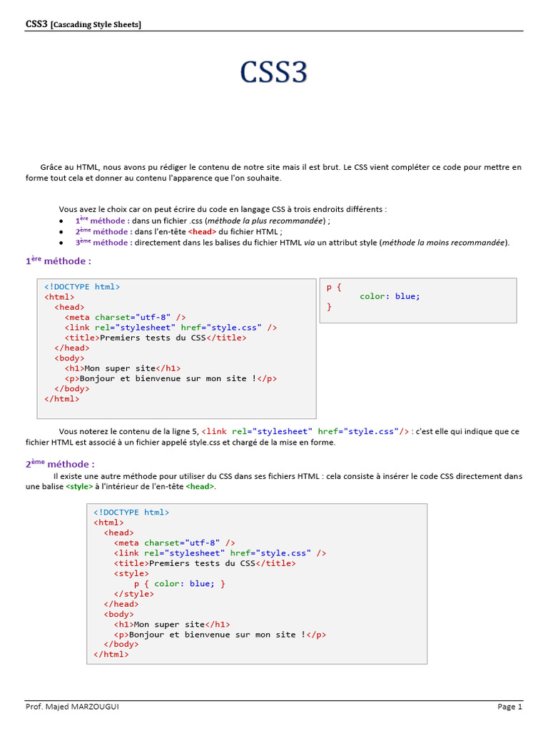 Introduction au CSS3 et ses méthodes | PDF | Html | Standards du World ...