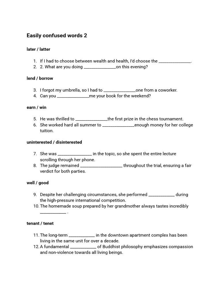 Do Now - Easily Confused Words - 2 - SCR | PDF