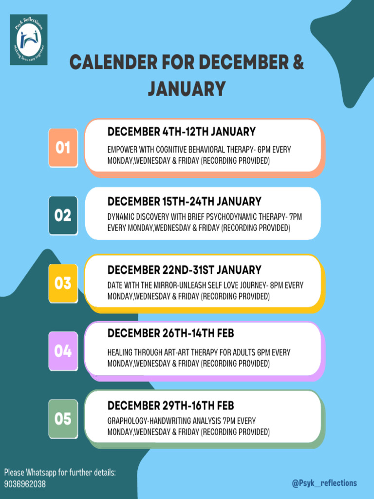Psyk Reflections Courses With Price List - For December & January 2023 ...