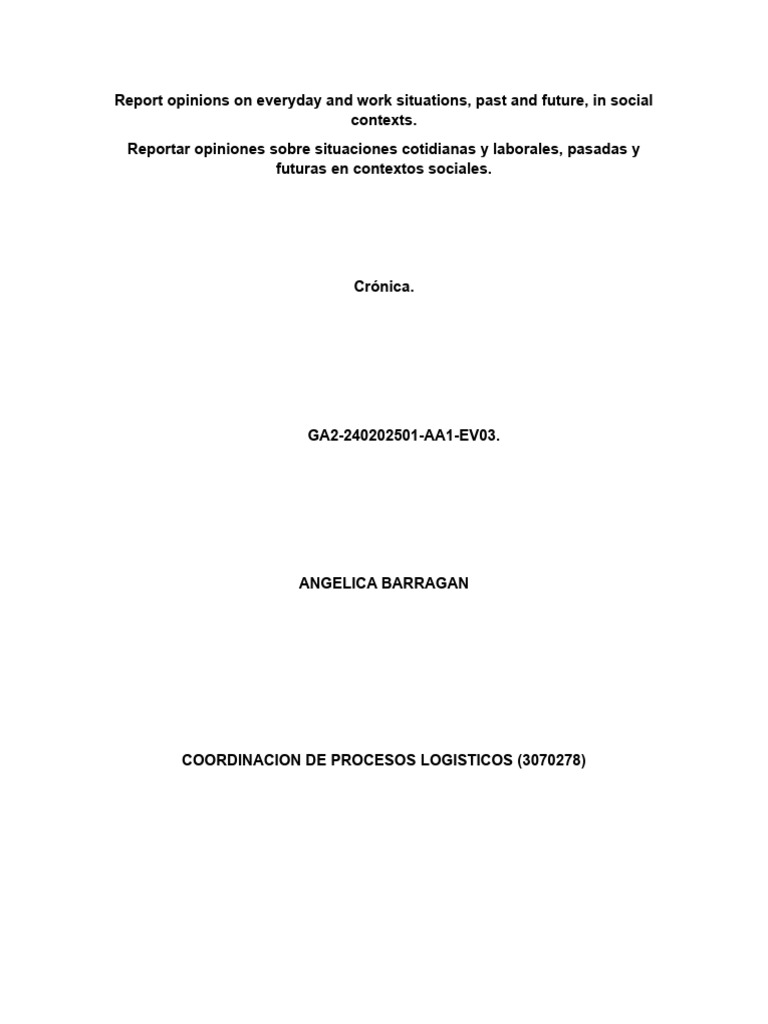 Report Opinions On Everyday and Work Situations, Past and Future, in ...