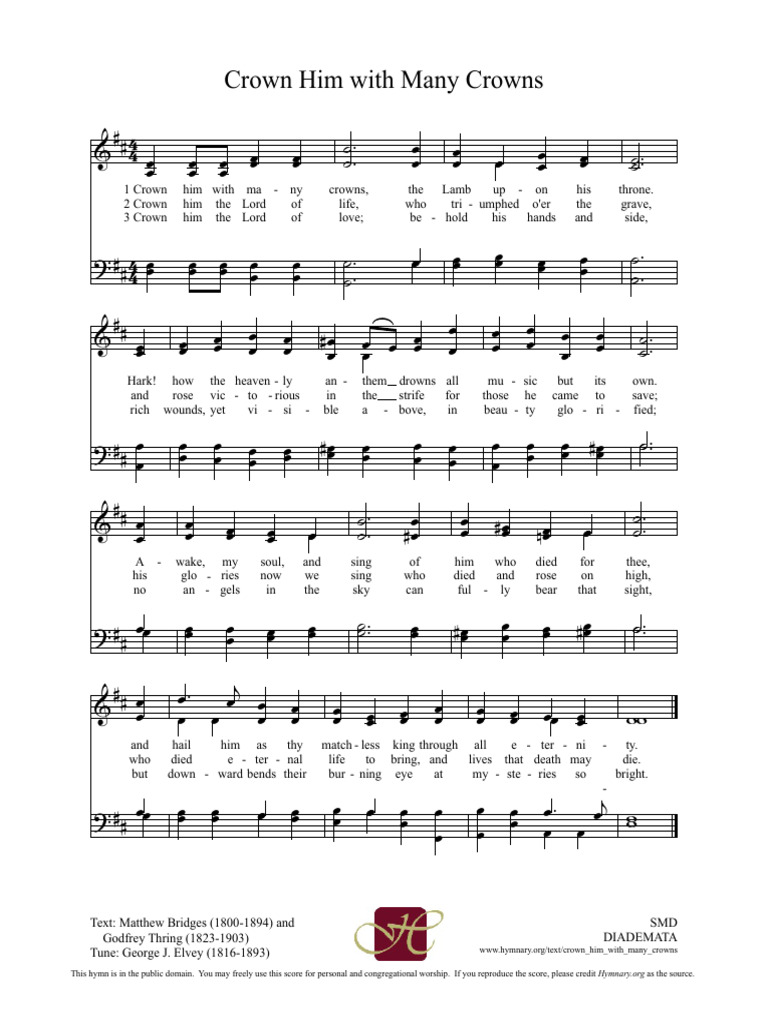 Crown Him With Many Crowns | PDF | Hymns | Christian Hymns