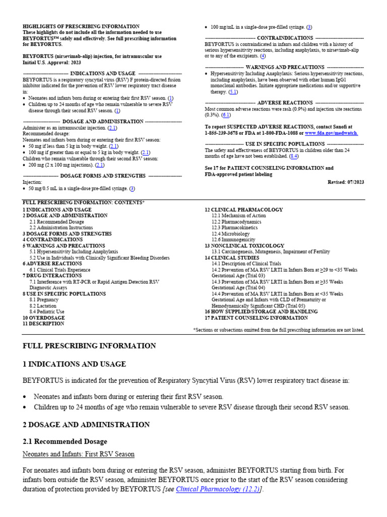 Beyfortus Pharma Insert | PDF | Drugs | Medical Specialties