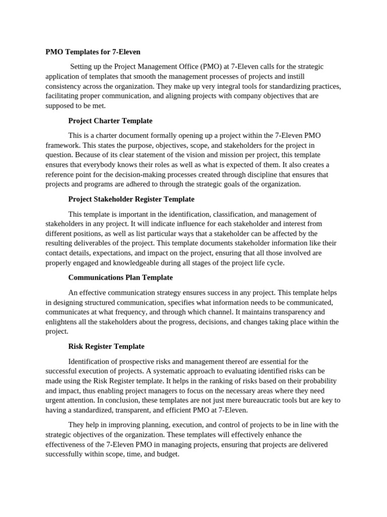 PMO Templates For 7-Eleven | PDF | Project Management | Stakeholder ...