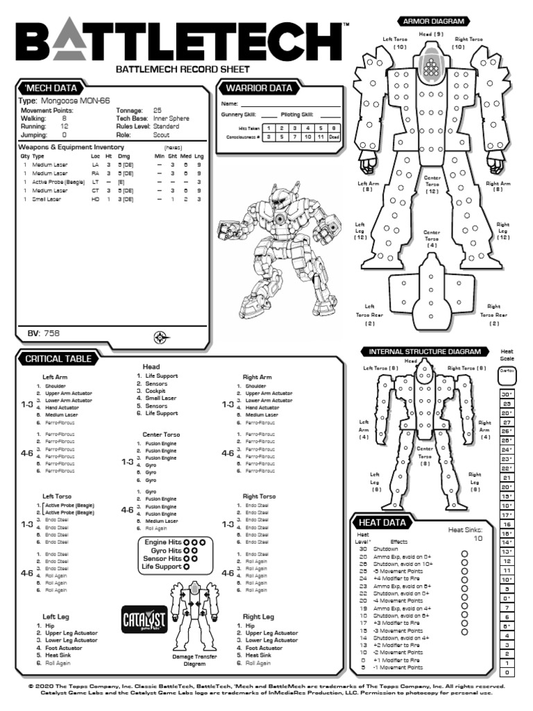 Record Sheets Comstar Battle L2 | PDF | Battle Tech