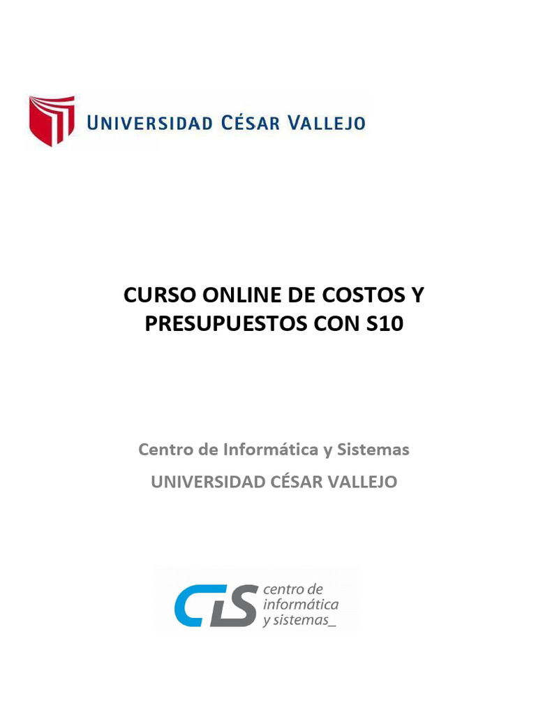 Silabo Costos y Presupuestos Con s10 | PDF | Presupuesto | Software