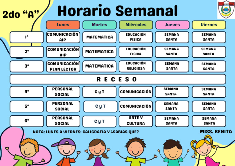 Horario de Clases 2 A - 2025 | PDF