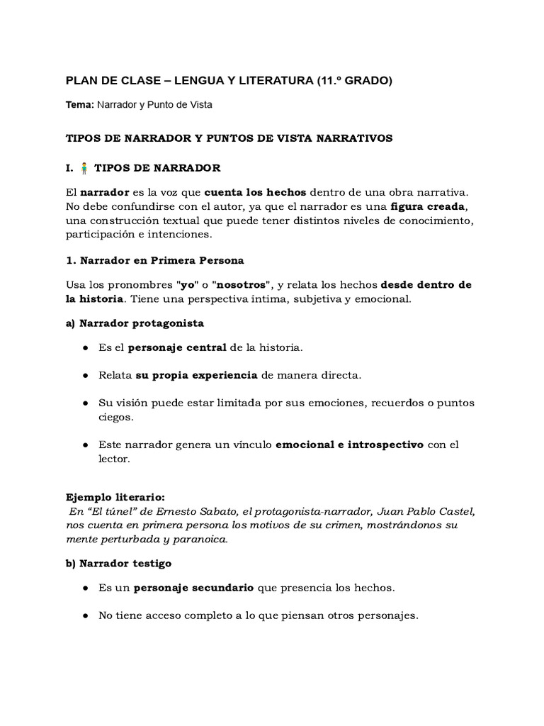 Tipos de Narrador y Punto de Vista Narrativo | PDF | Narración