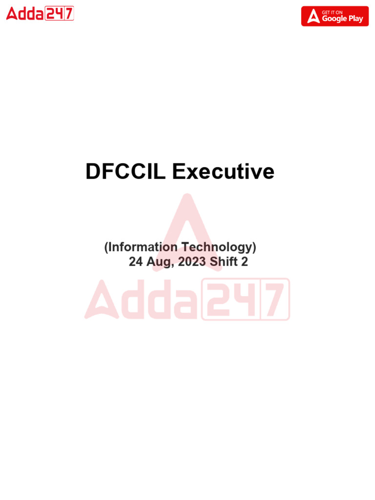 DFCCIL Executive 24 August 2023 Information Technology | PDF