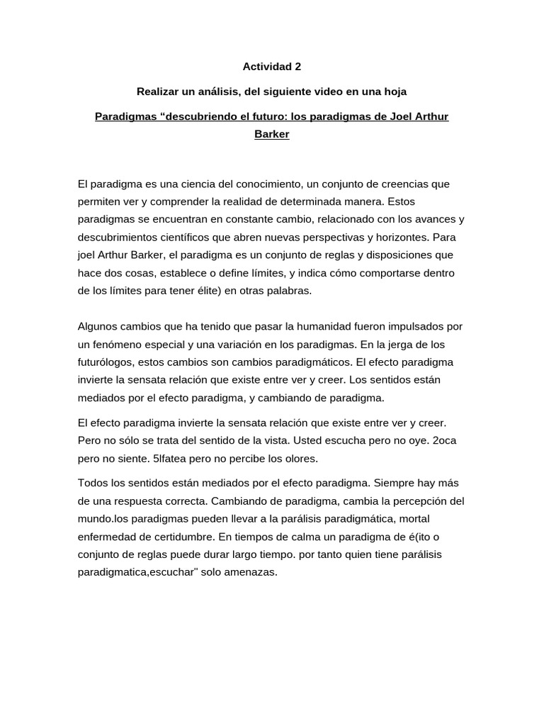 Análisis del Paradigma de Joel Barker | PDF