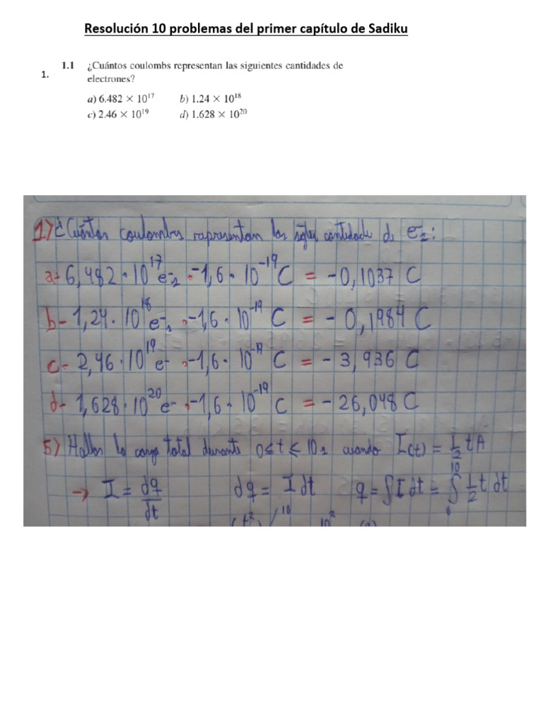 Resolución 10 Problemas Del Primer Capítulo de Sadiku | PDF