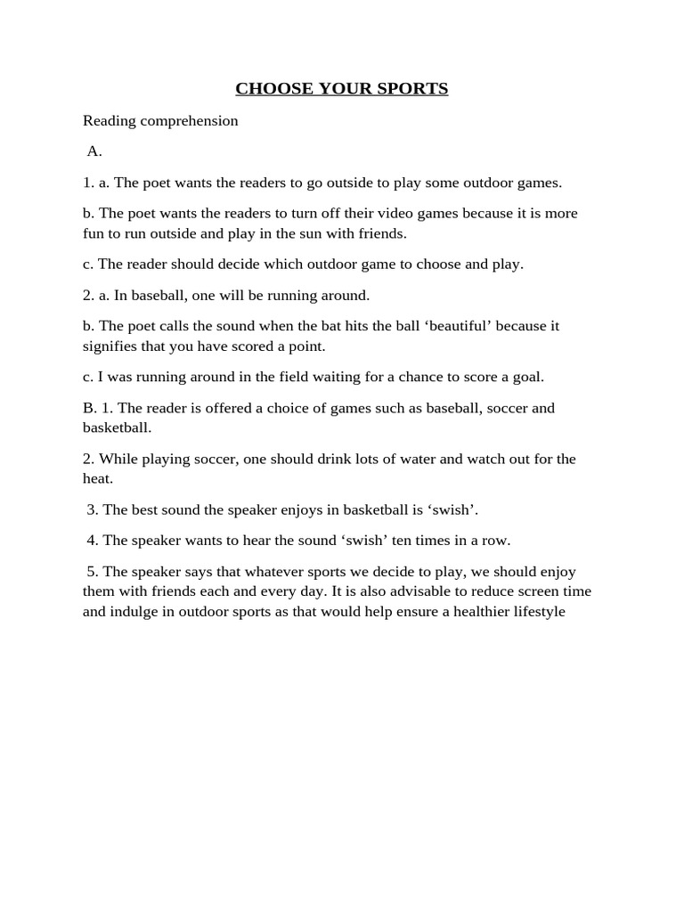 Choose Your Sports | PDF