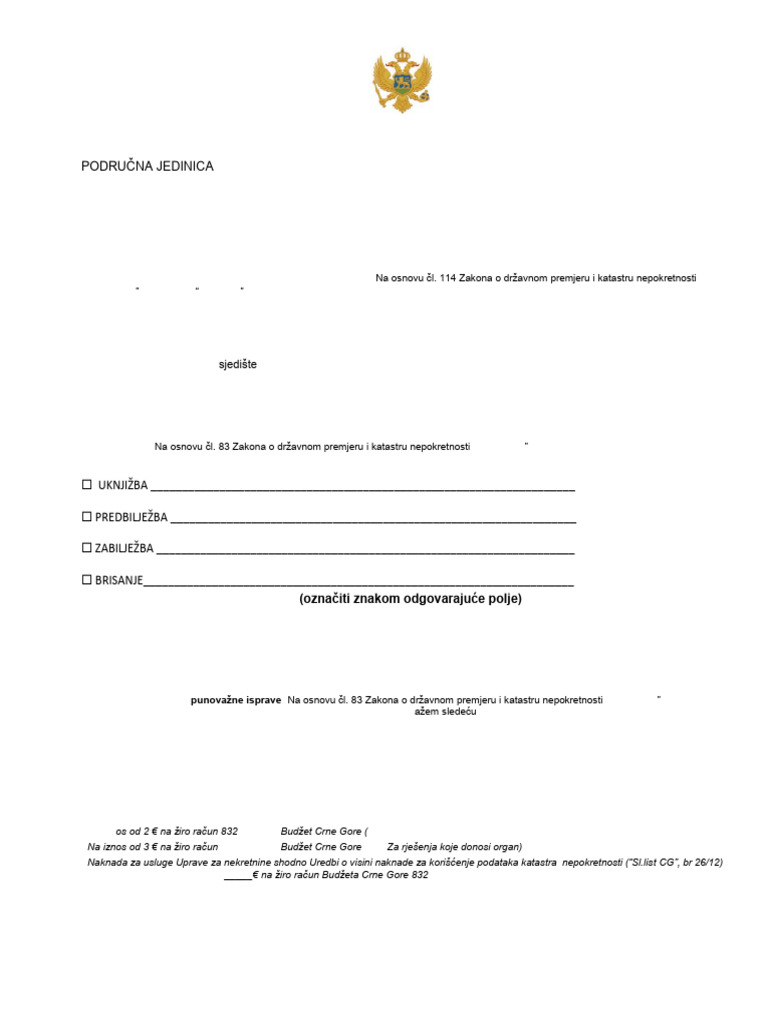 Zahtjev Za Upis U Katastar | PDF