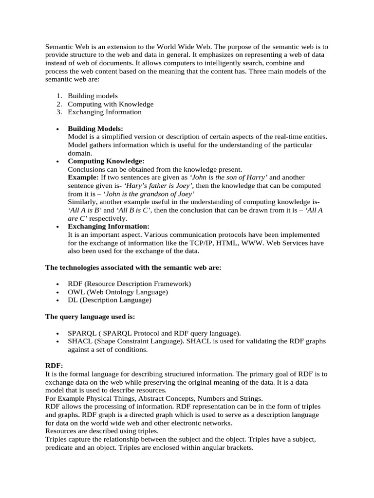 Semantic Web is an Extension to the World Wide Web | PDF | Resource Description Framework ...
