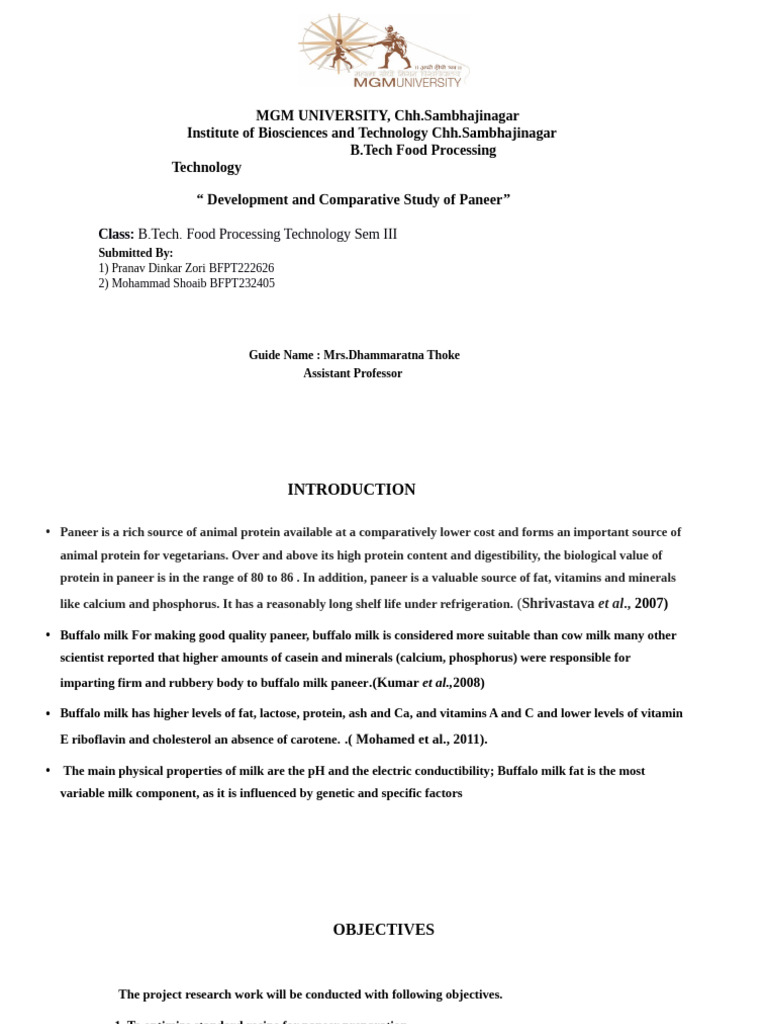 Pranav Disertation Ppt | PDF | Milk