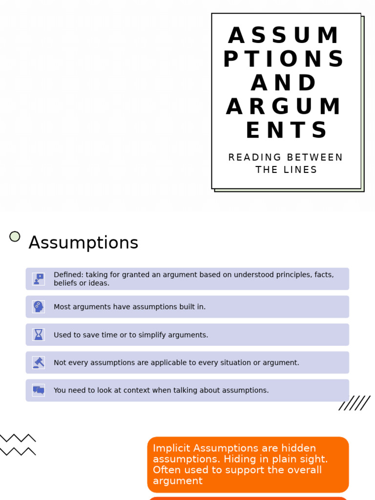 Assumptions and Arguments | PDF | Argument | Cognition