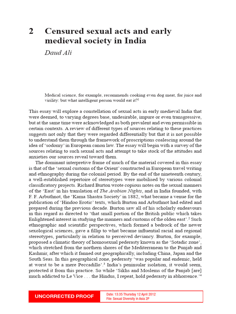 Censured Sexual Acts And Early Medieval Pdf Kama Sutra Gender 8282
