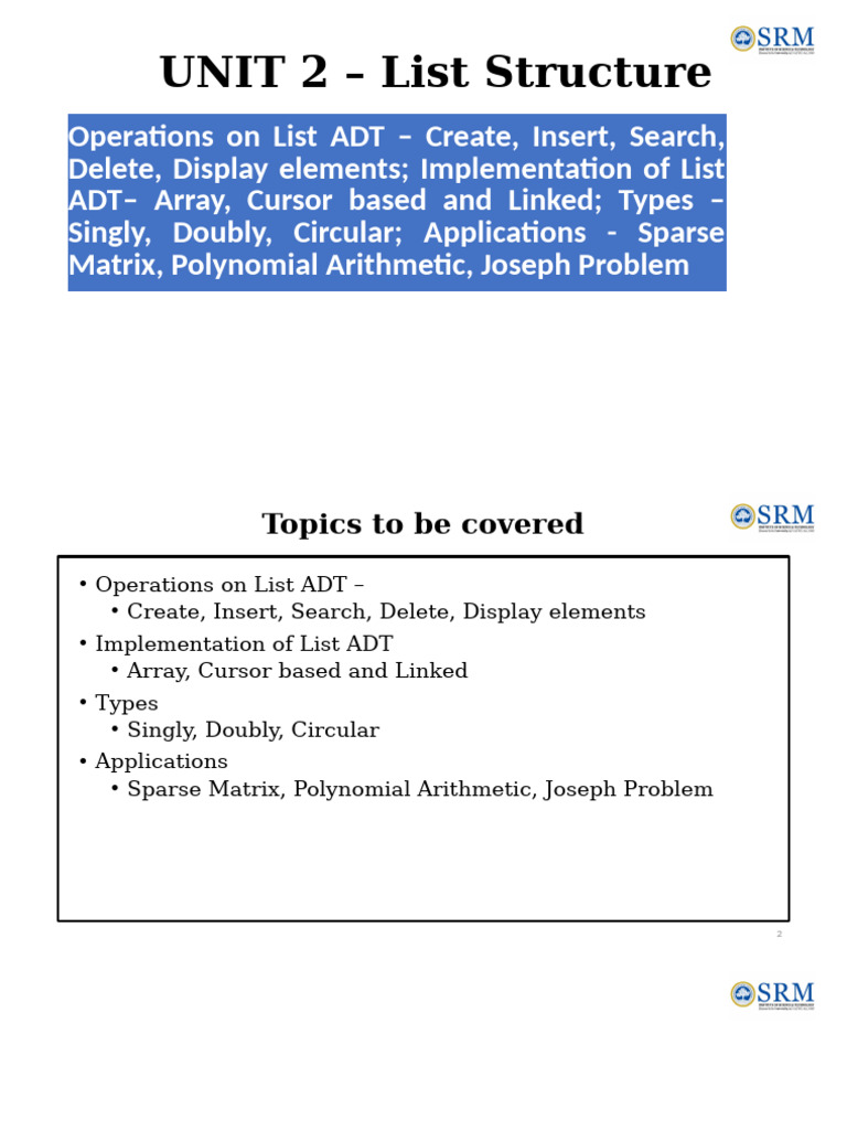 DSA - Unit2 - Final - Updated | PDF | Matrix (Mathematics) | Computer Programming