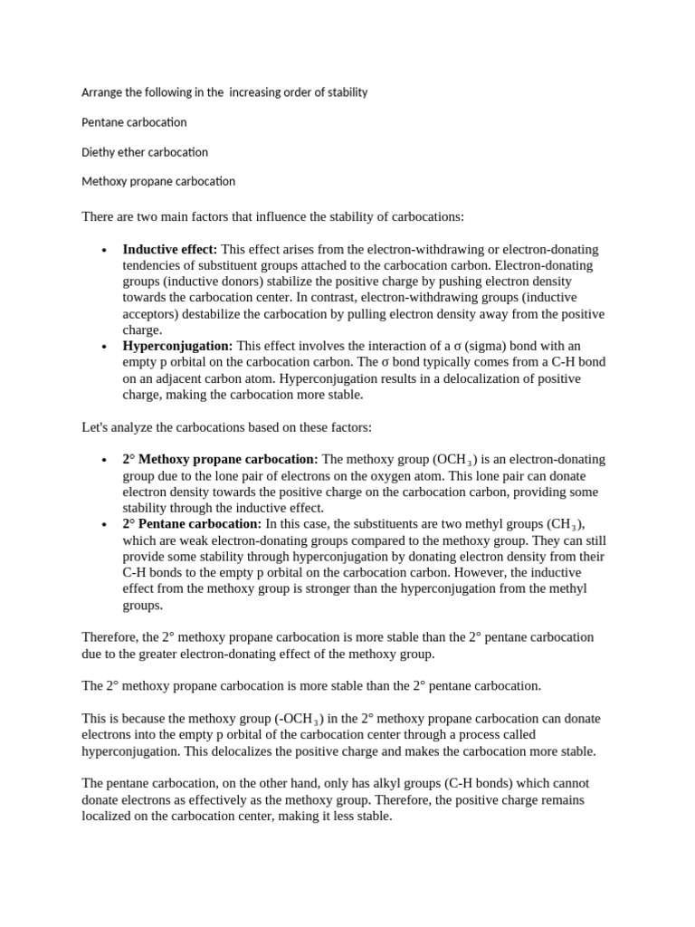 Arrange the following in the increasing order of stability | PDF ...