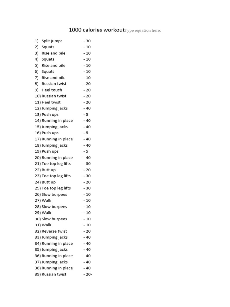 1000 calories workout | PDF