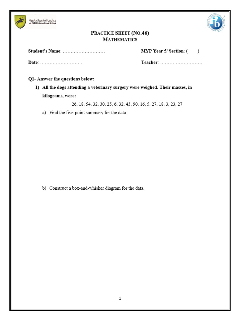 Y5 Mathematics Practice Sheet 46 | PDF