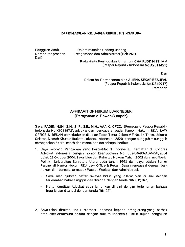 AFFIDAVIT OF FOREIGN LAW FOR GOP or LOA | PDF