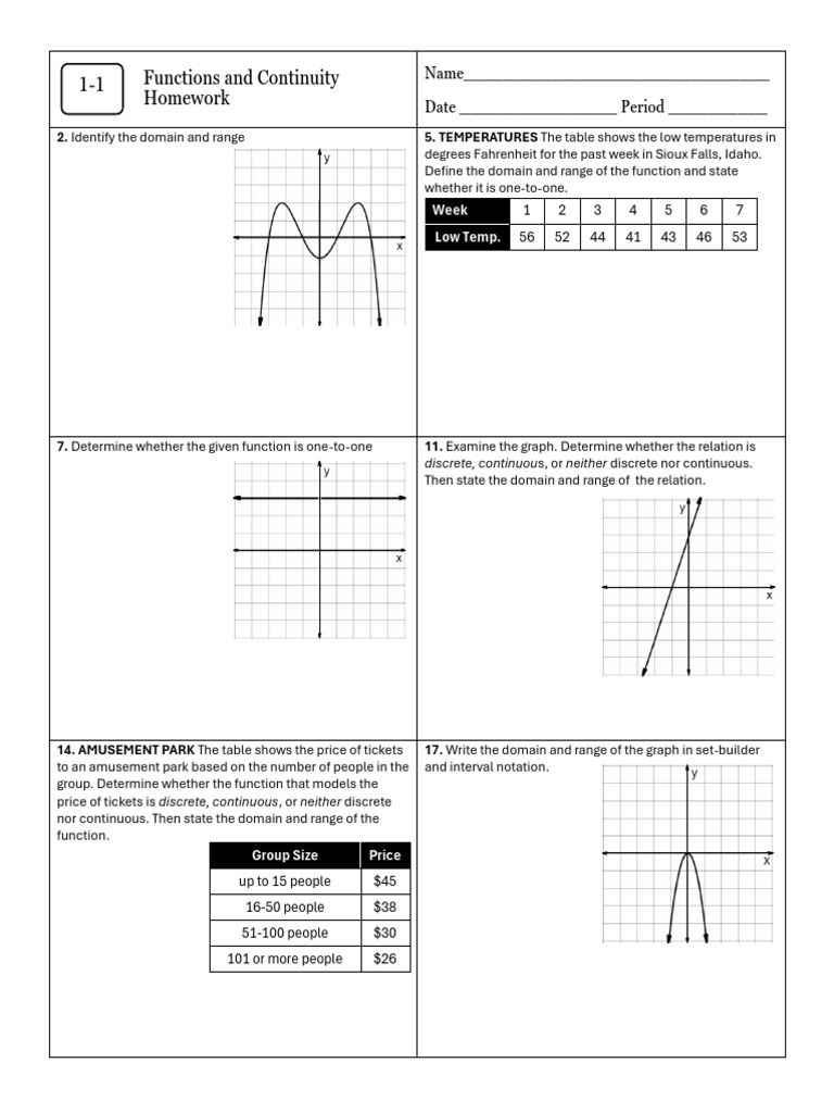 Algebra 2 Unit 1 Homework | PDF | Function (Mathematics) | Mathematical ...