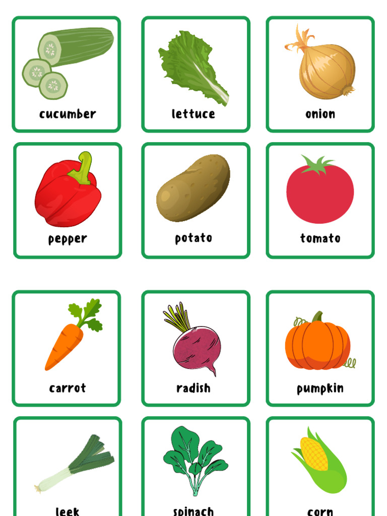 Vegetables - Flashcards | PDF