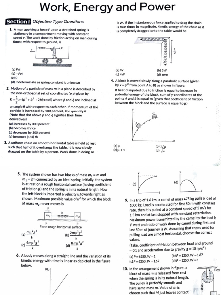 Work Power Energy for Class | PDF | Friction | Force