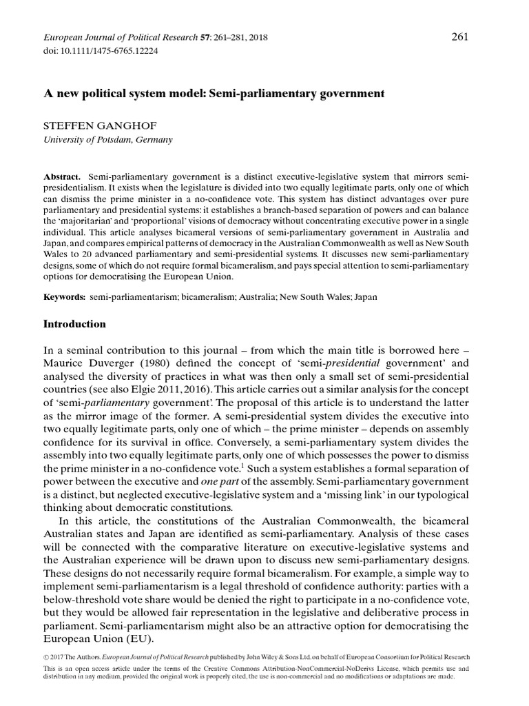 A New Political System Model Semi Parliamentary Government | PDF ...