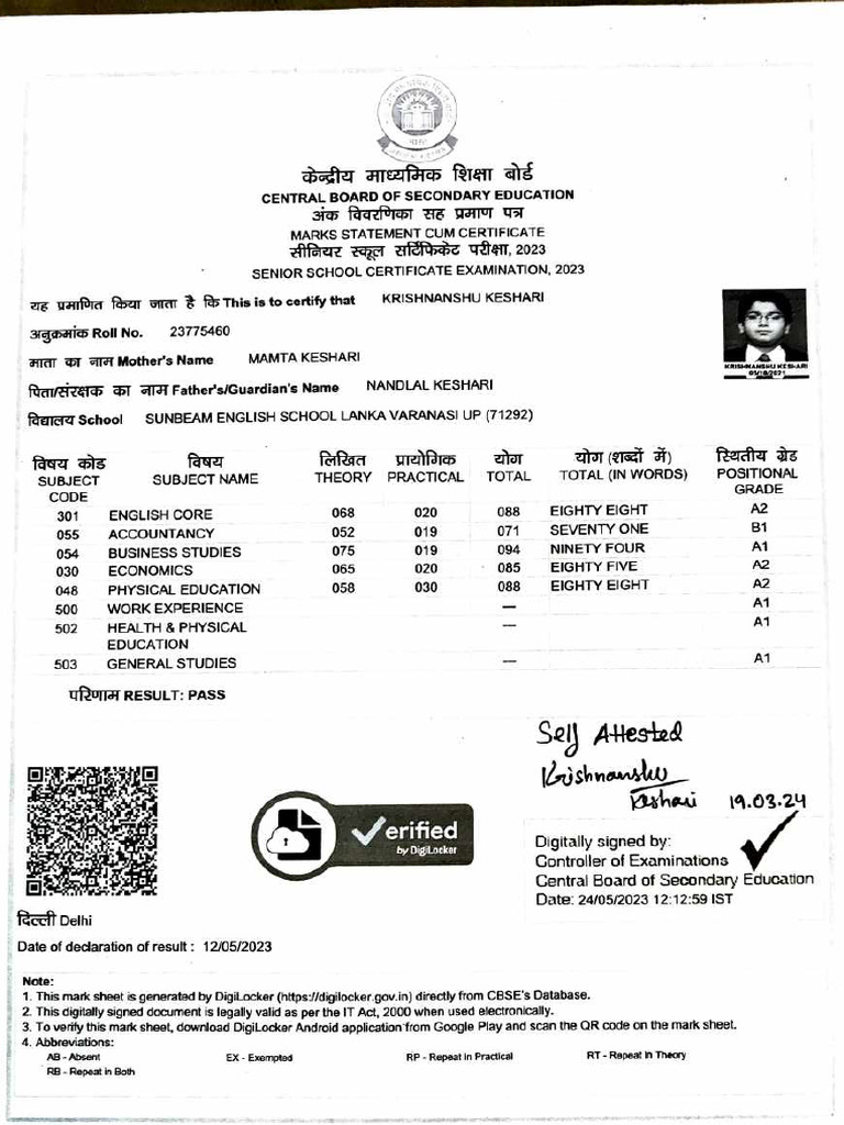 KK 12 marksheet-compressed | PDF