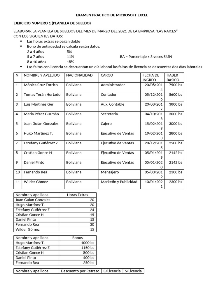 EXAMEN DE EXCEL Practico | PDF