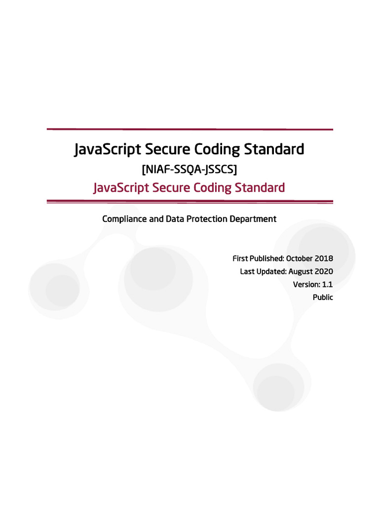 CDP - Niaf-Ssqa-Jsscs - V1.1 (Javascript Coding Standard) 0 | PDF | Java Script | Security