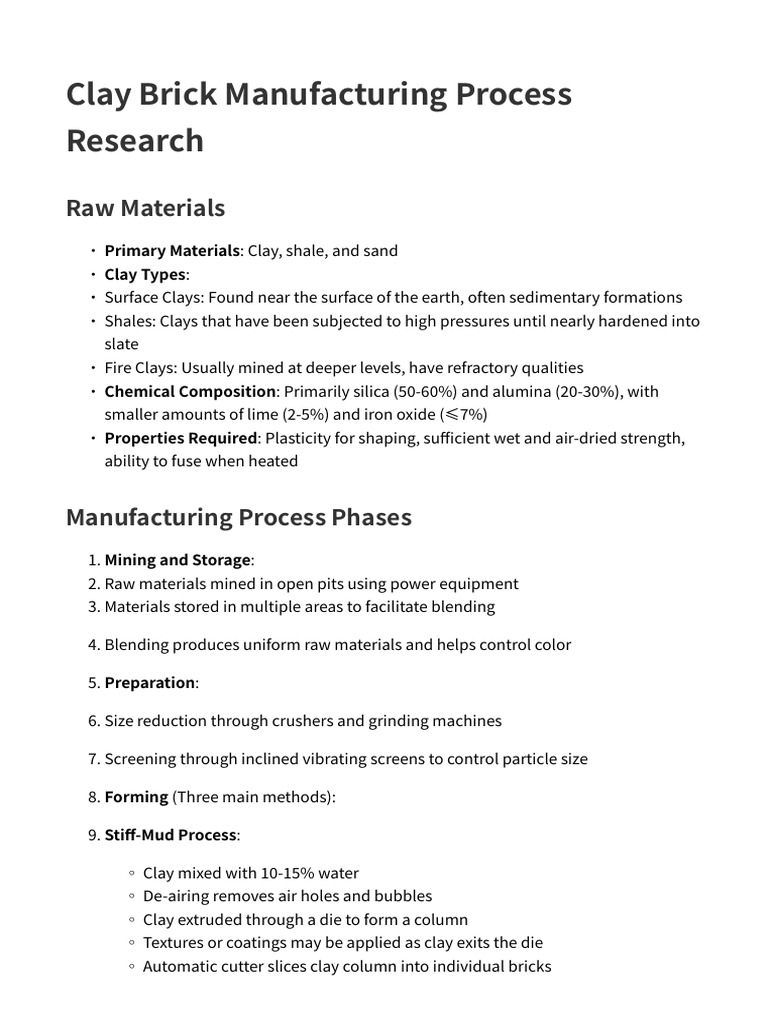 01 Clay - Brick - Manufacturing | PDF | Brick | Clay