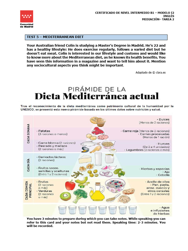 Mediterranean Diet and Spanish Timetables | PDF
